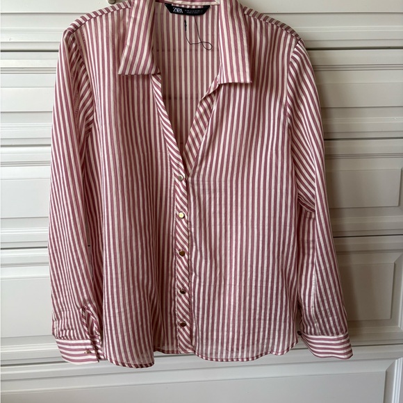 Zara | Tops | Zara Ladies Red Striped Blouse | Poshmark
